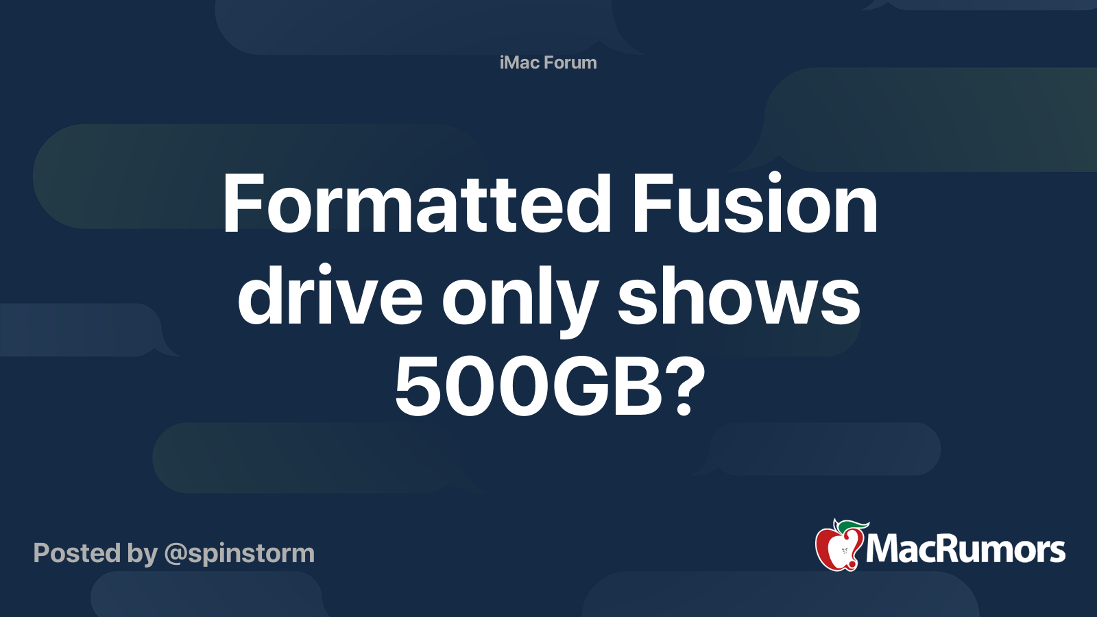 Formatted Fusion drive only shows 500GB? | MacRumors Forums