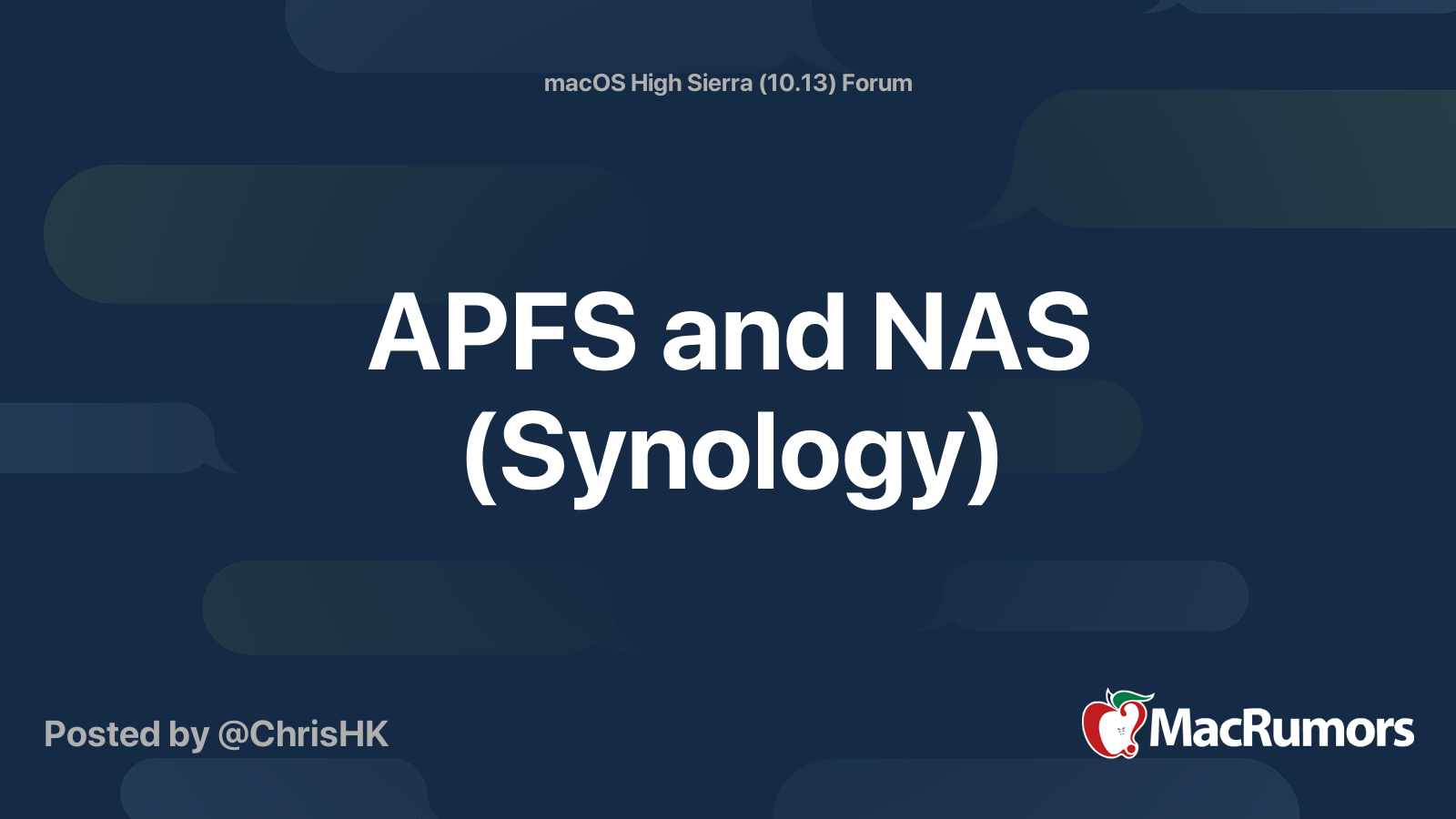 APFS and NAS (Synology) | MacRumors Forums