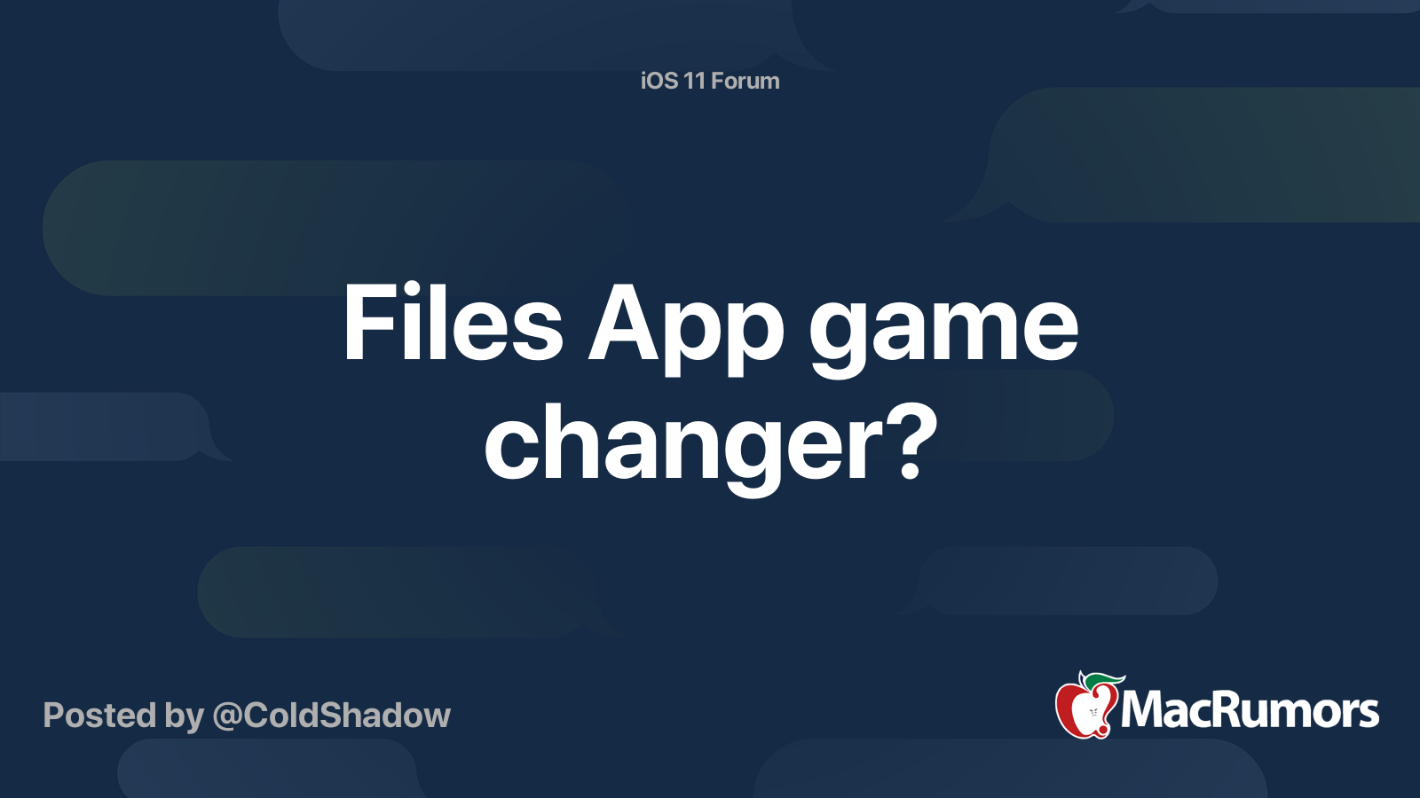 Files App game changer? | MacRumors Forums