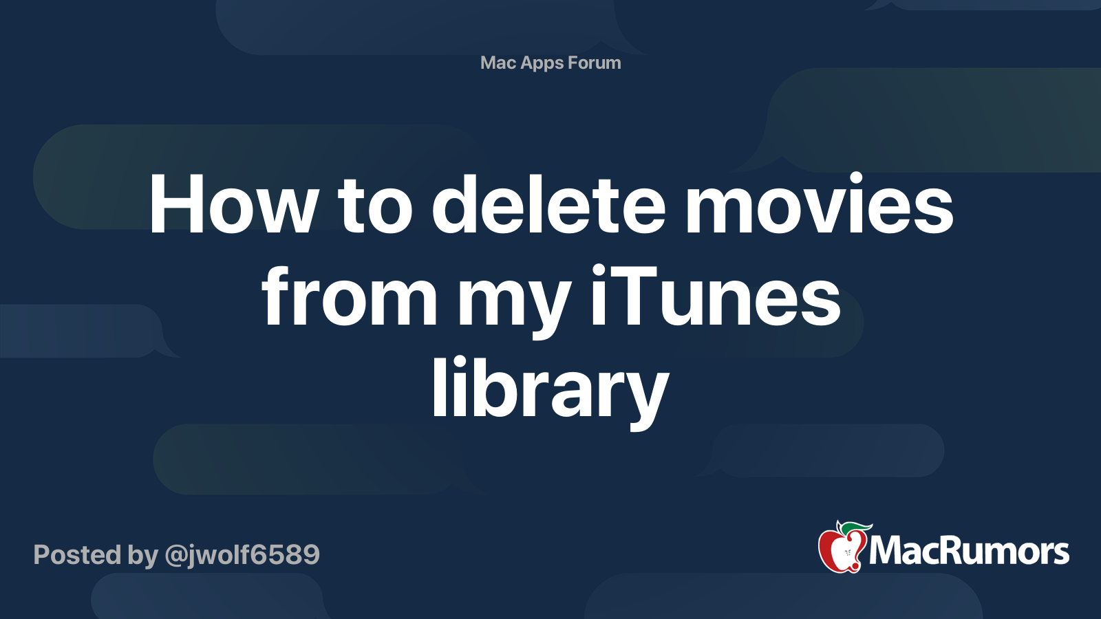 How to delete movies from my iTunes library | MacRumors Forums