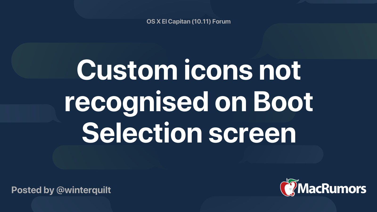 Custom icons not recognised on Boot Selection screen | MacRumors Forums