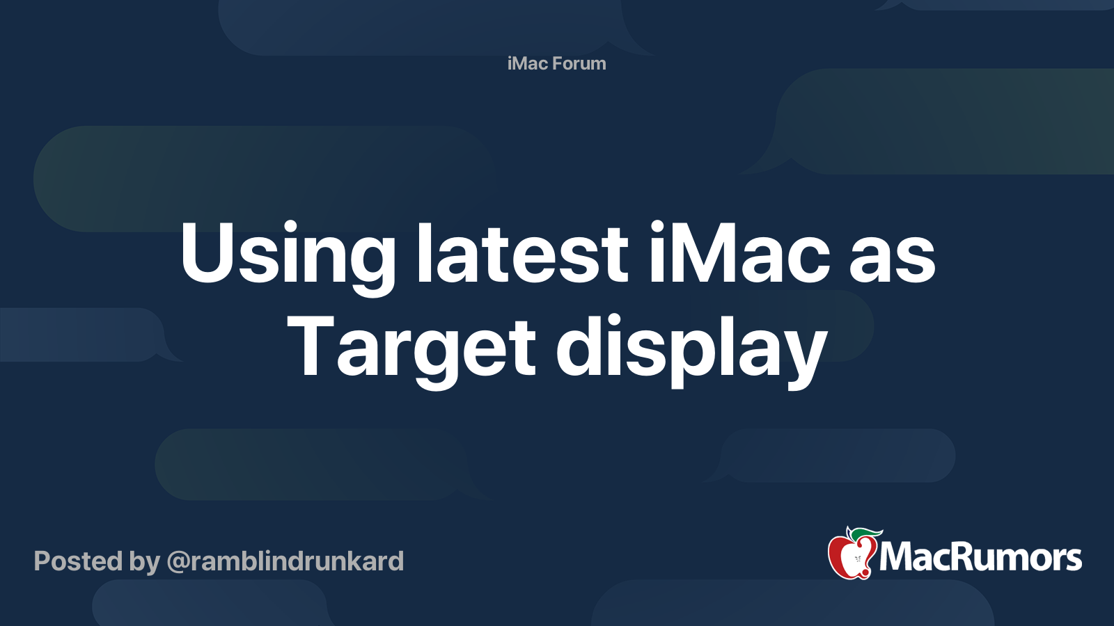 Using latest iMac as Target display | MacRumors Forums