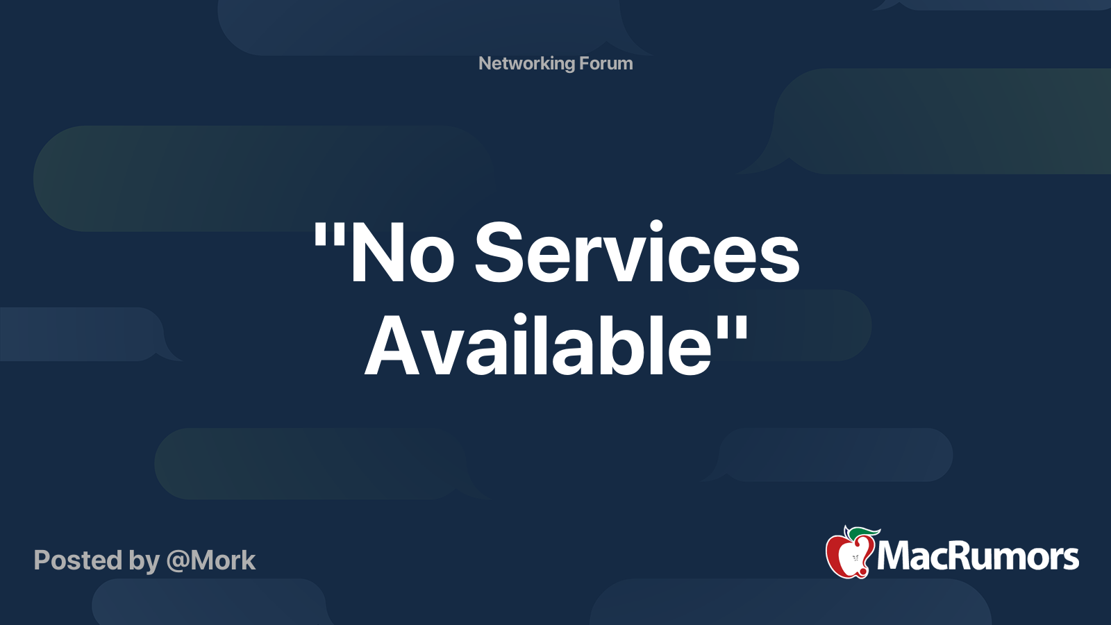"No Services Available" | MacRumors Forums