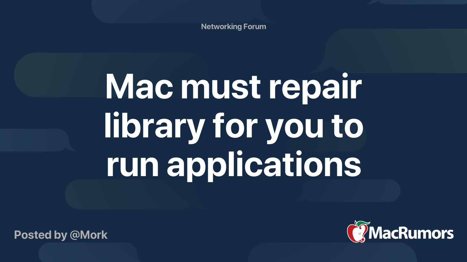 Mac must repair library for you to run applications | MacRumors Forums