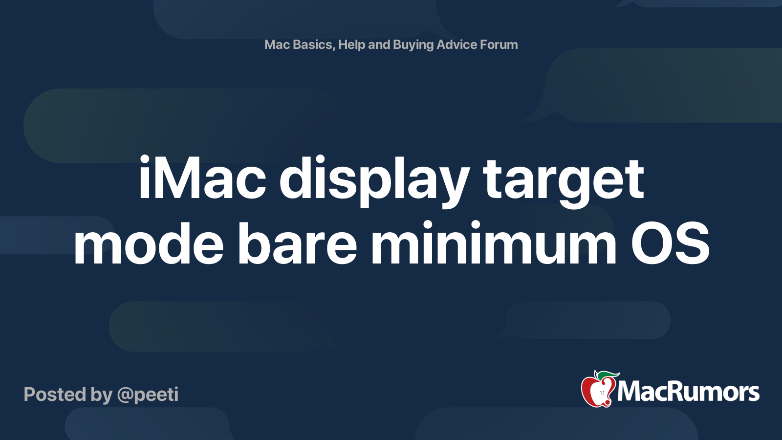 iMac display target mode bare minimum OS | MacRumors Forums