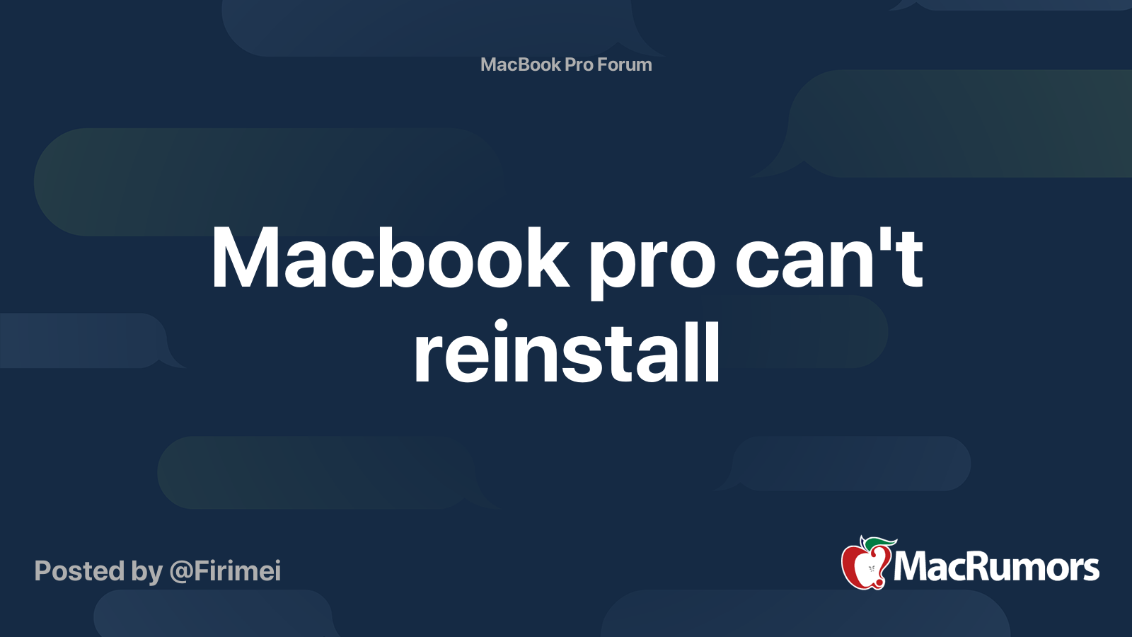 Macbook pro can't reinstall | MacRumors Forums