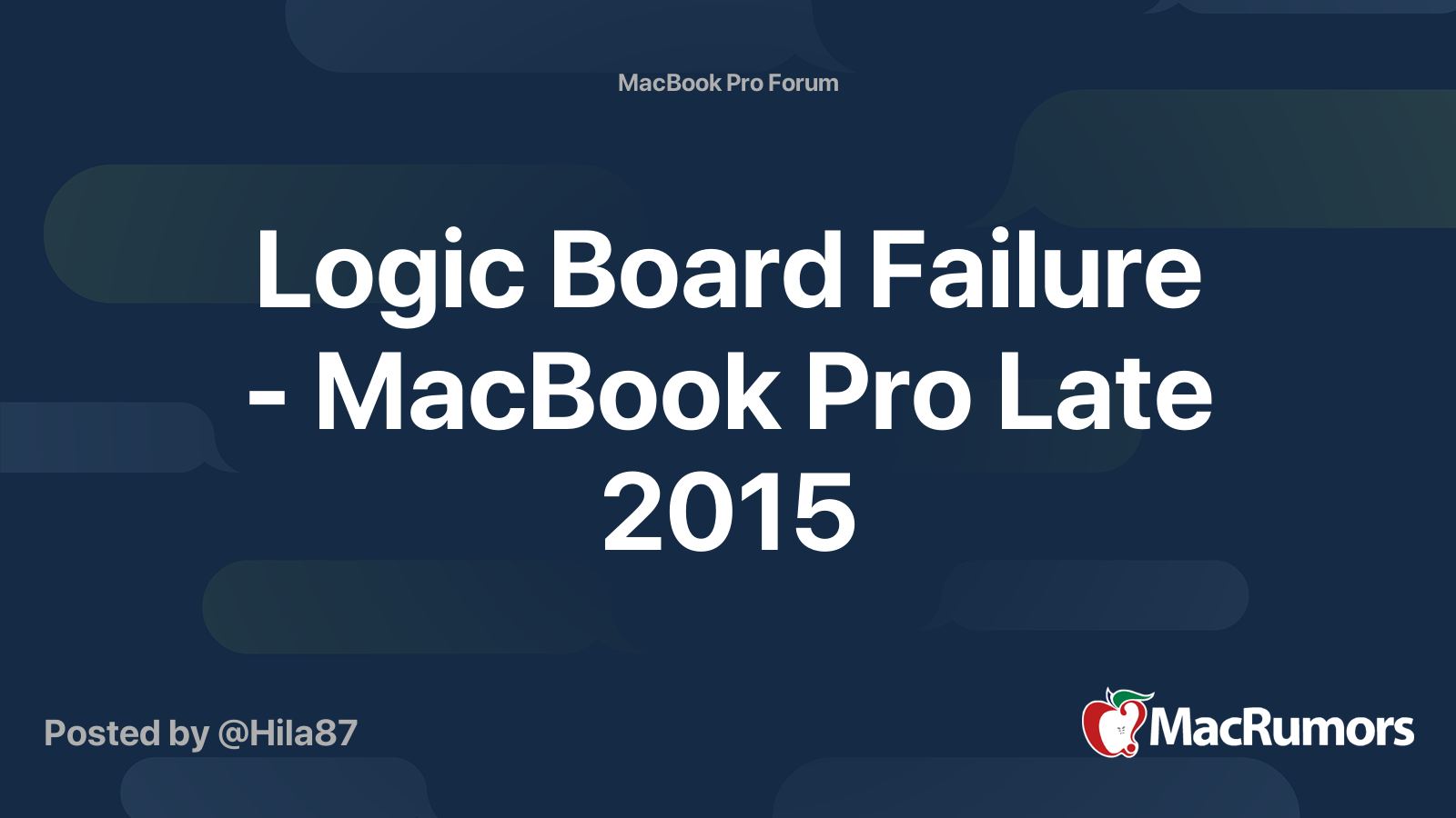 Logic Board Failure - MacBook Pro Late 2015 | MacRumors Forums