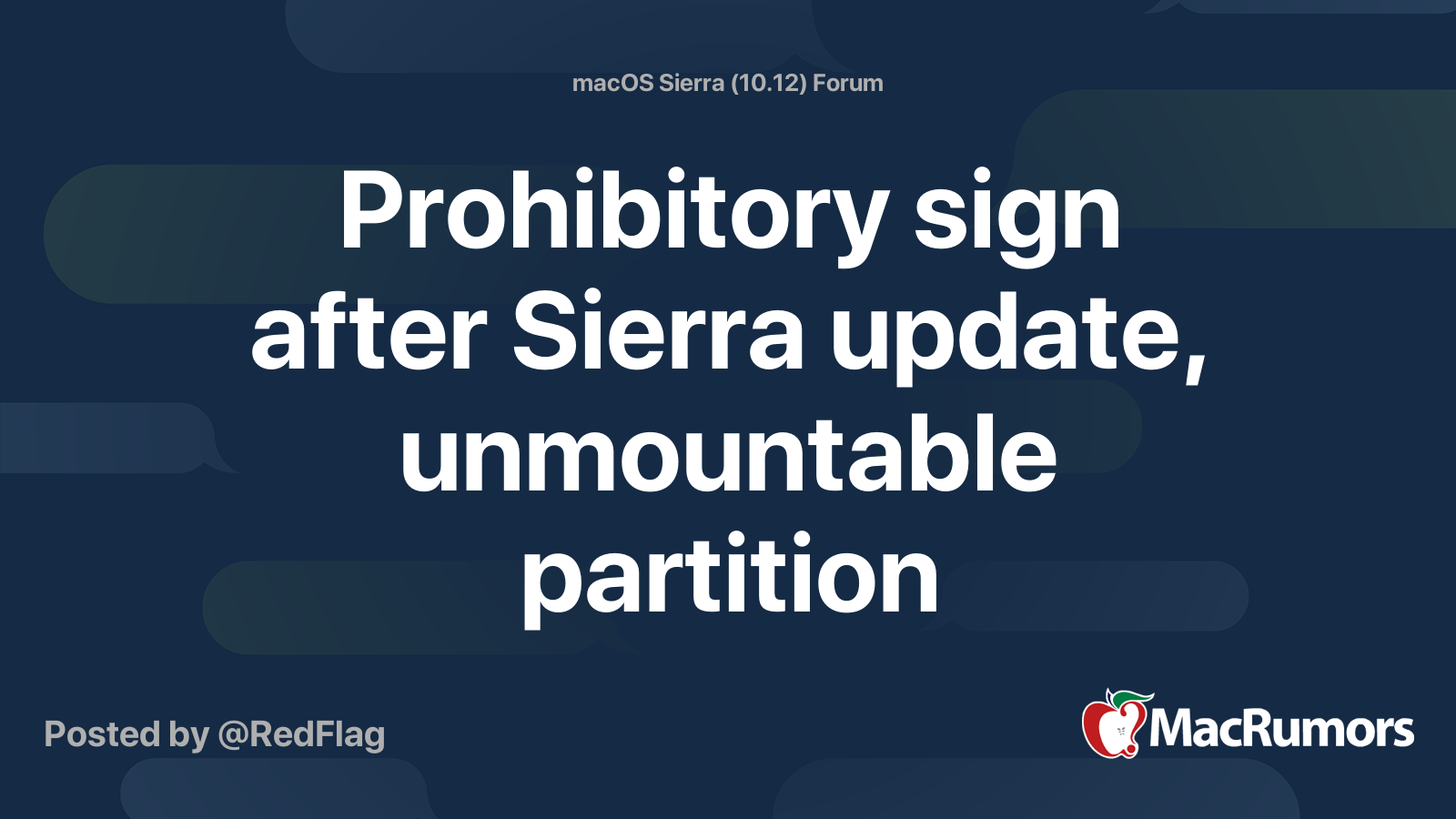 Prohibitory sign after Sierra update, unmountable partition | MacRumors ...