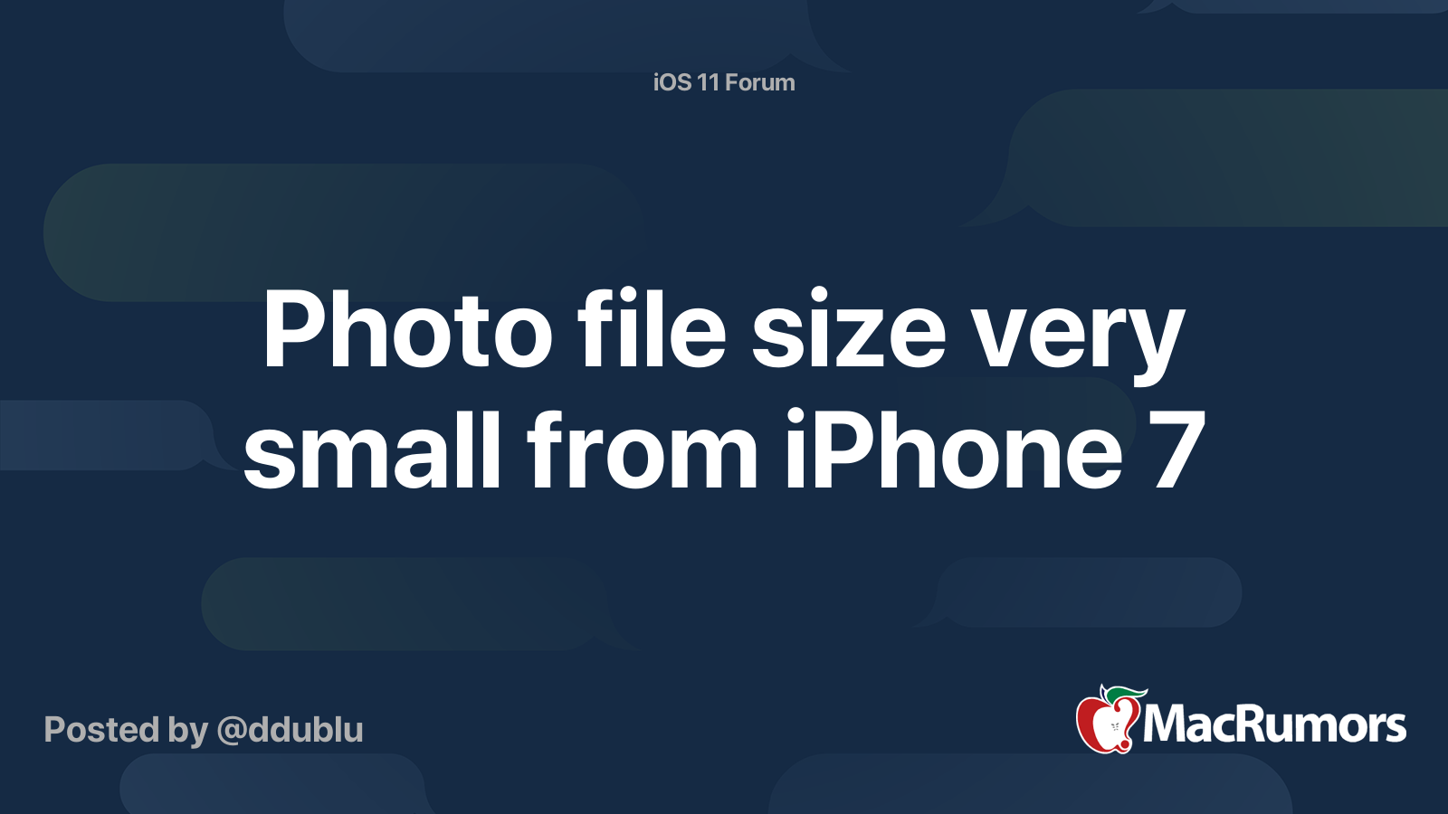 Photo file size very small from iPhone 7 | MacRumors Forums