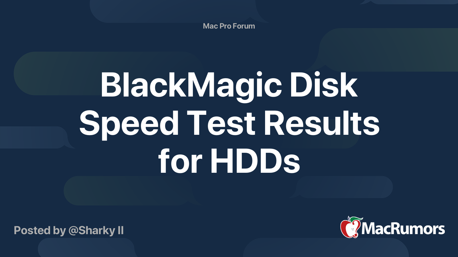 BlackMagic Disk Speed Test Results for HDDs | MacRumors Forums