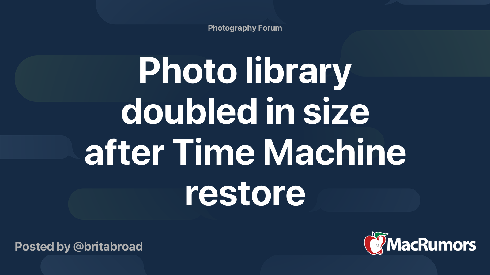 Photo library doubled in size after Time Machine restore | MacRumors Forums