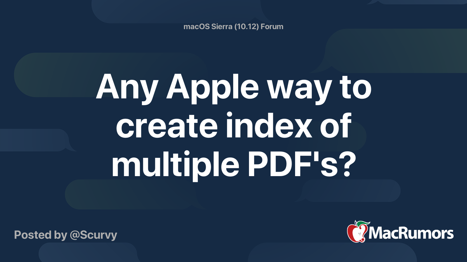 Any Apple way to create index of multiple PDF's? | MacRumors Forums