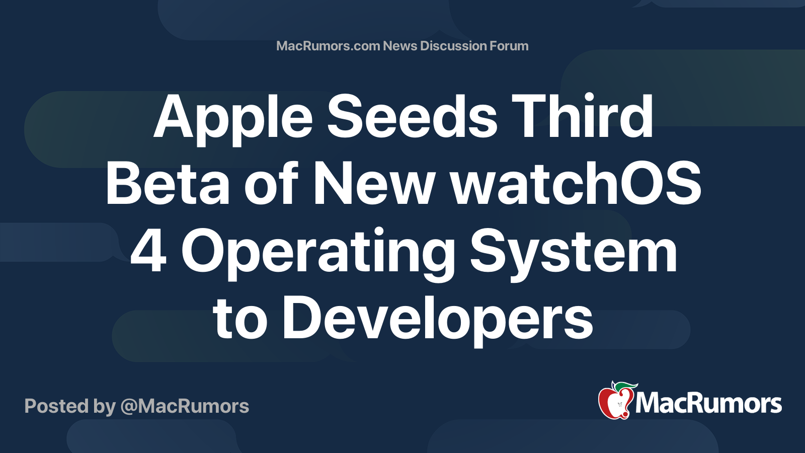 Apple Seeds Third Beta of New watchOS 4 Operating System to Developers | MacRumors Forums