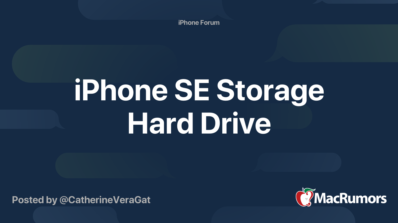 iPhone SE Storage Hard Drive | MacRumors Forums