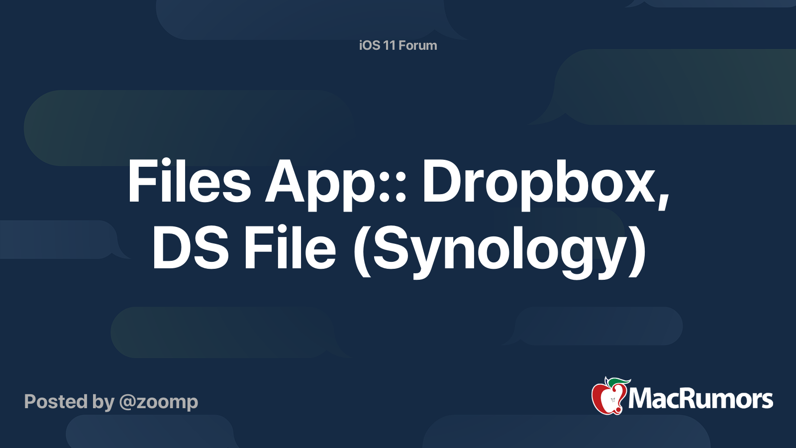 Files App:: Dropbox, DS File (Synology) | MacRumors Forums