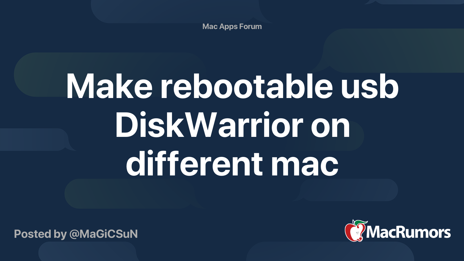 Make rebootable usb DiskWarrior on different mac | MacRumors Forums