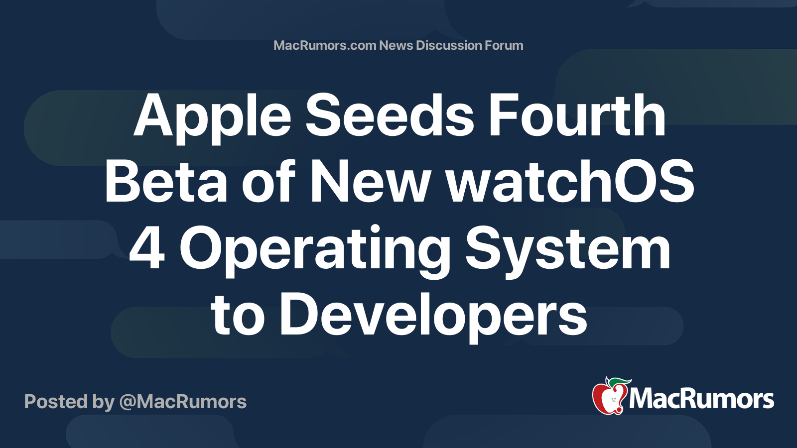Apple Seeds Fourth Beta of New watchOS 4 Operating System to Developers | MacRumors Forums