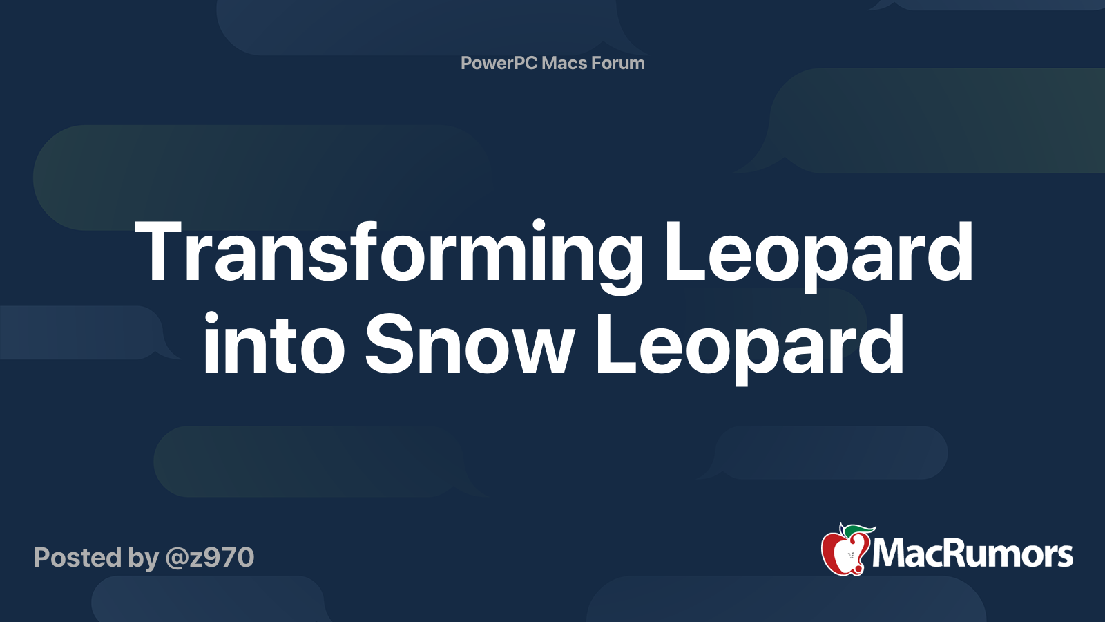 Transforming Leopard into Snow Leopard | MacRumors Forums
