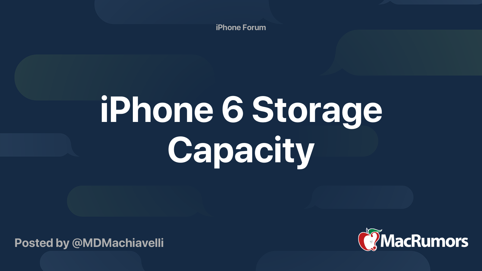 iPhone 6 Storage Capacity | MacRumors Forums