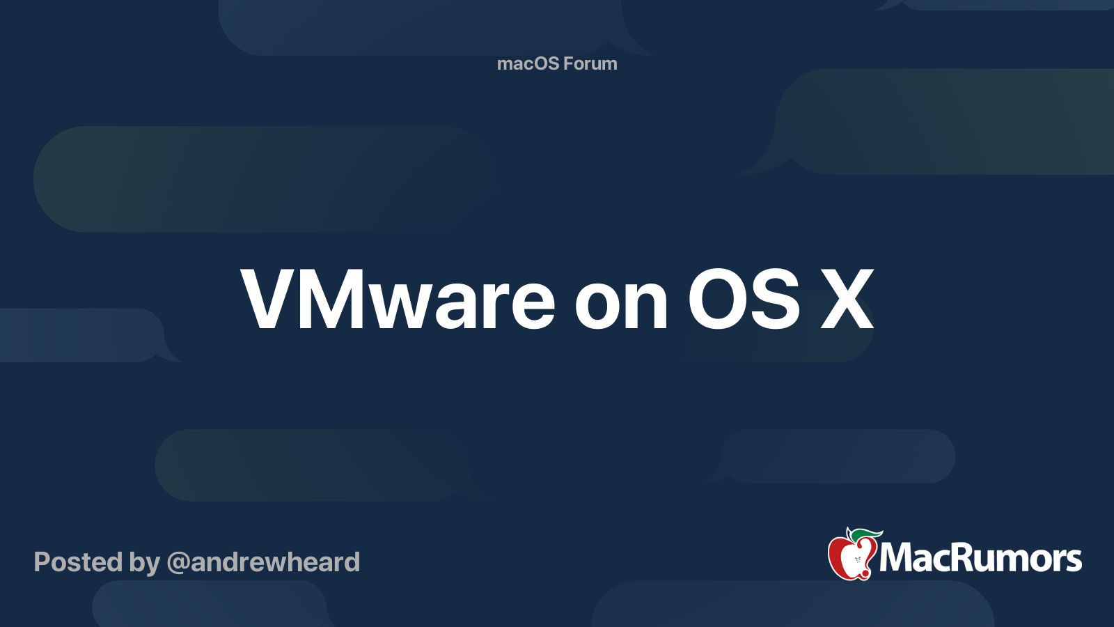 VMware on OS X | MacRumors Forums