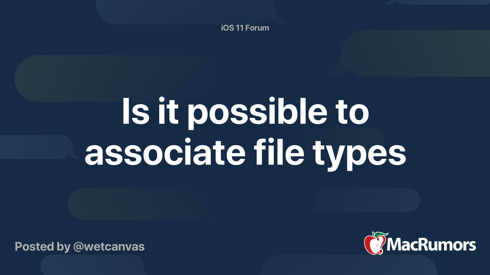 Is it possible to associate file types | MacRumors Forums