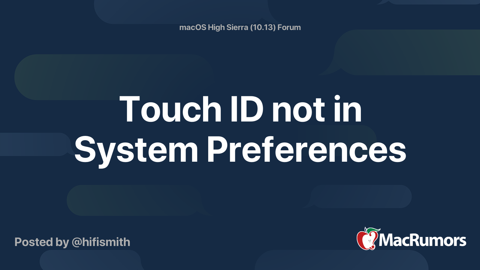 Touch ID not in System Preferences | MacRumors Forums