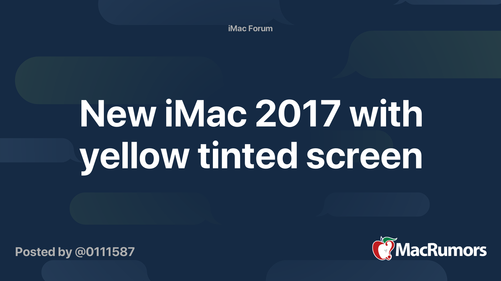 New iMac 2017 with yellow tinted screen | MacRumors Forums
