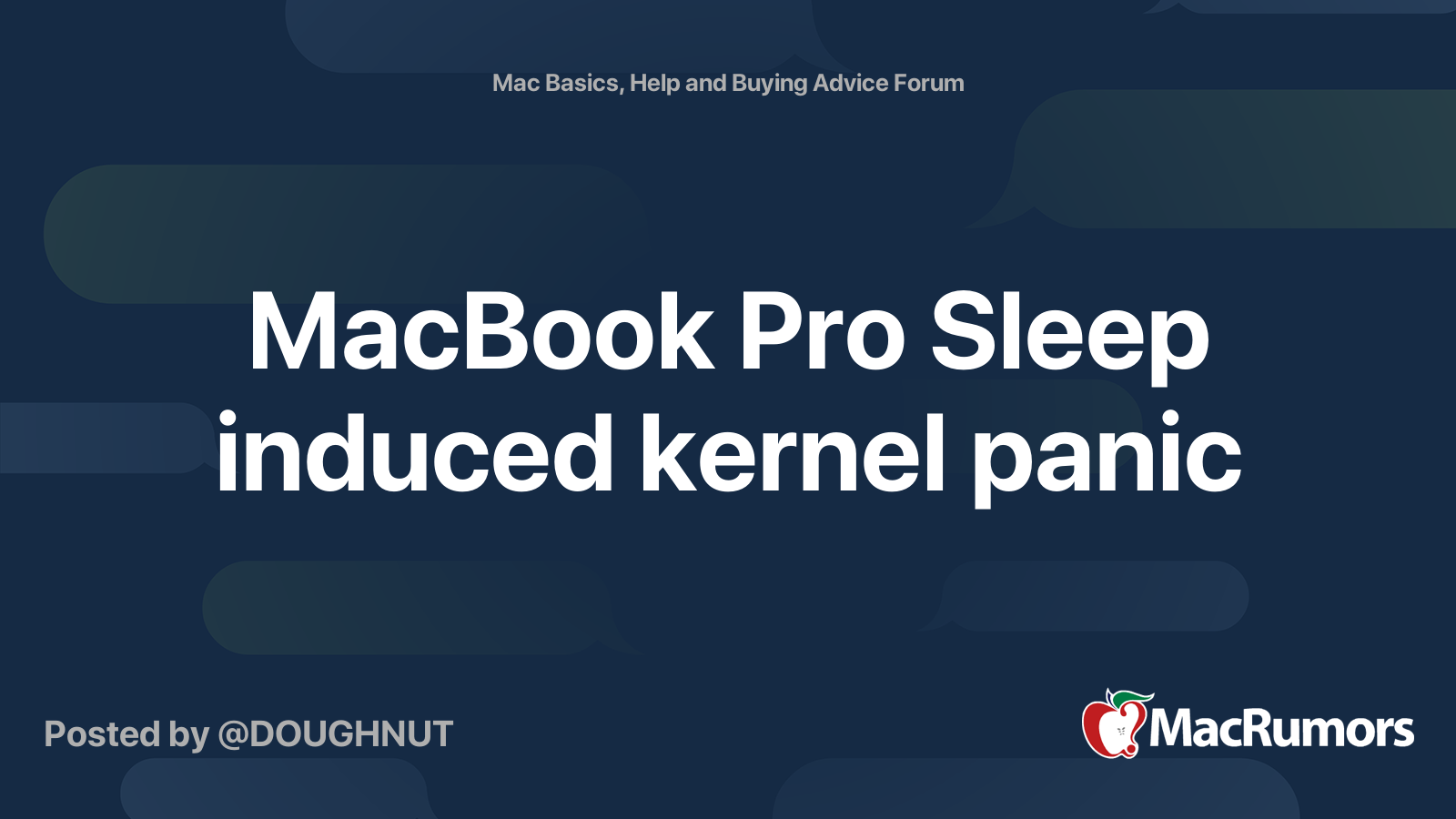 MacBook Pro Sleep induced kernel panic | MacRumors Forums