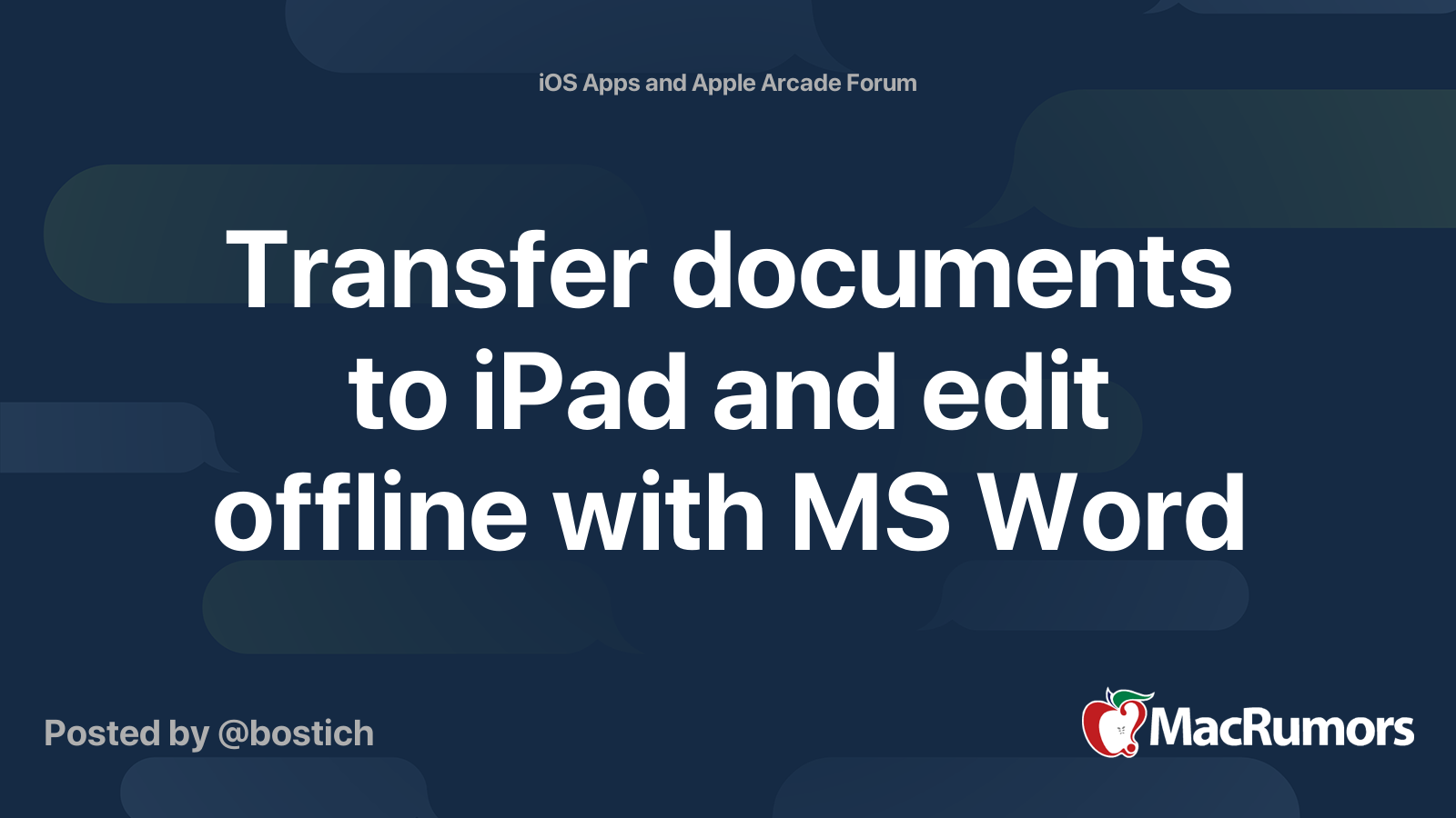 Transfer documents to iPad and edit offline with MS Word | MacRumors Forums