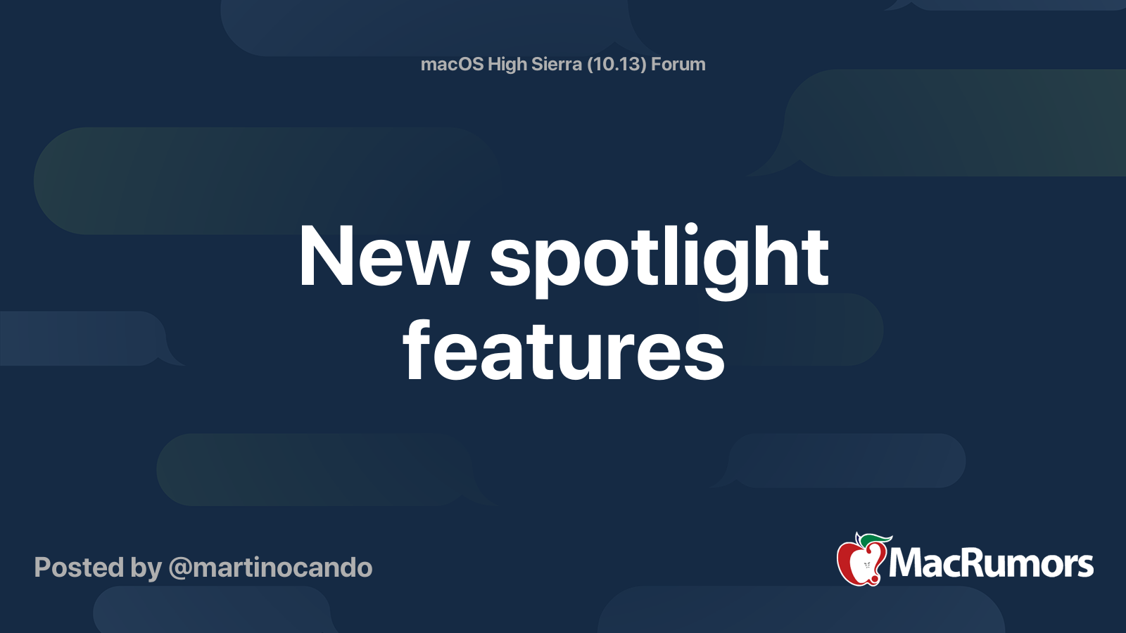 New spotlight features | MacRumors Forums