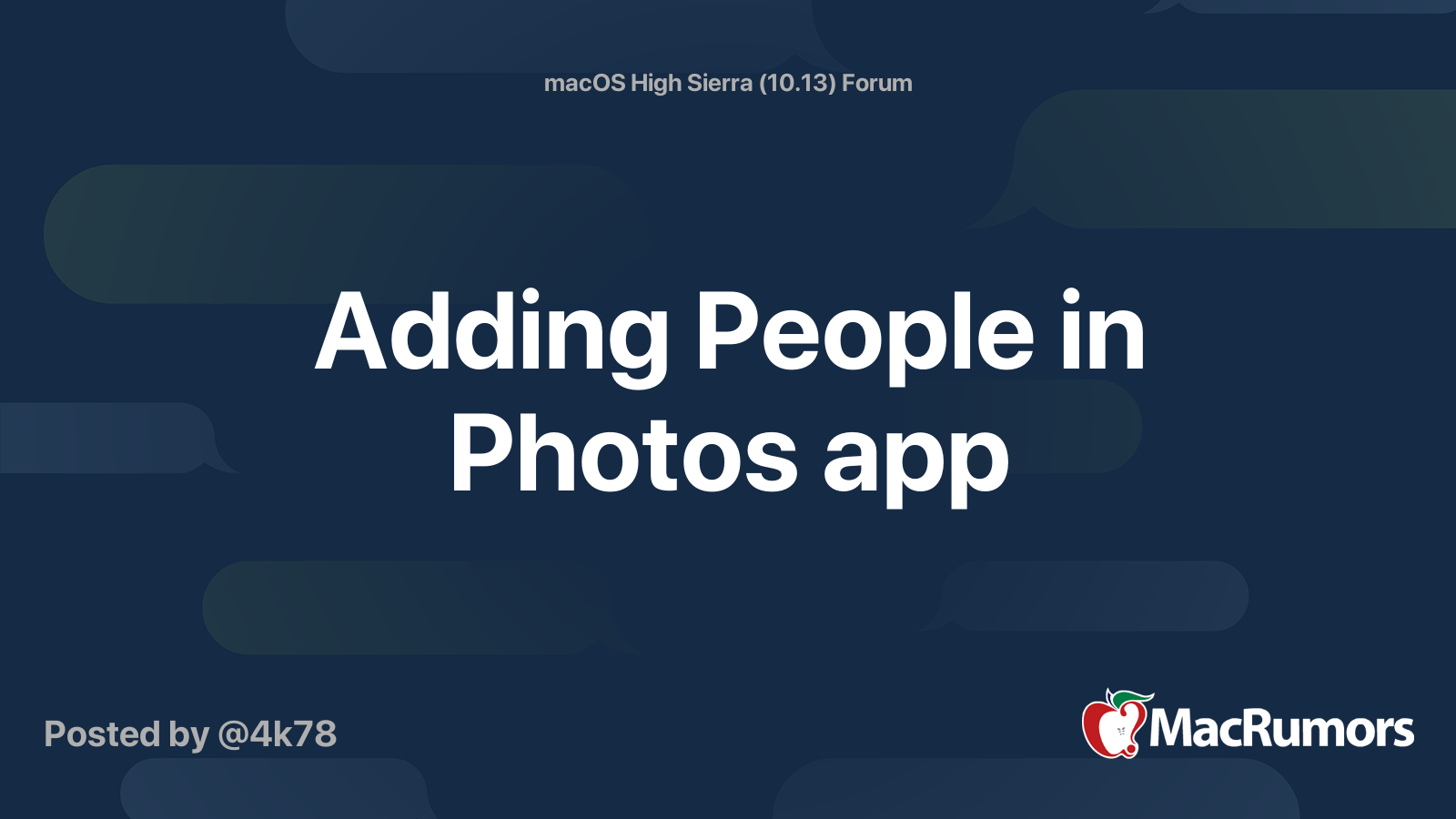 Adding People in Photos app | MacRumors Forums