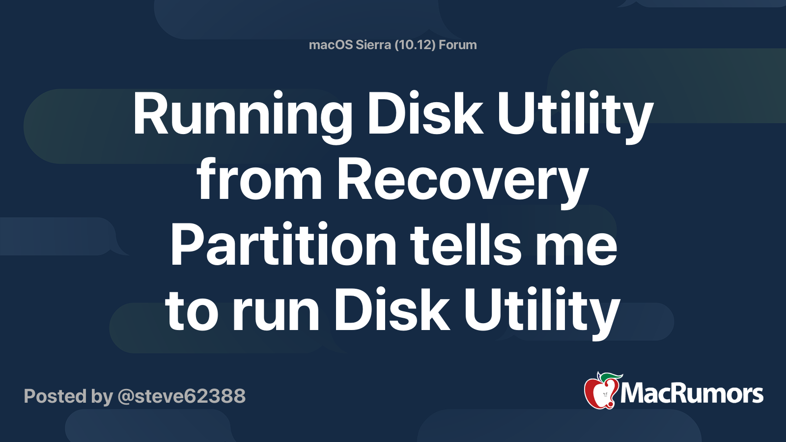Running Disk Utility from Recovery Partition tells me to run Disk Utility from Recovery ...
