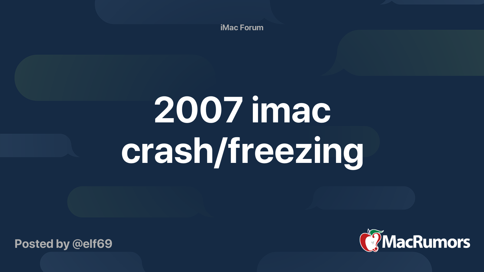 2007 imac crash/freezing | MacRumors Forums