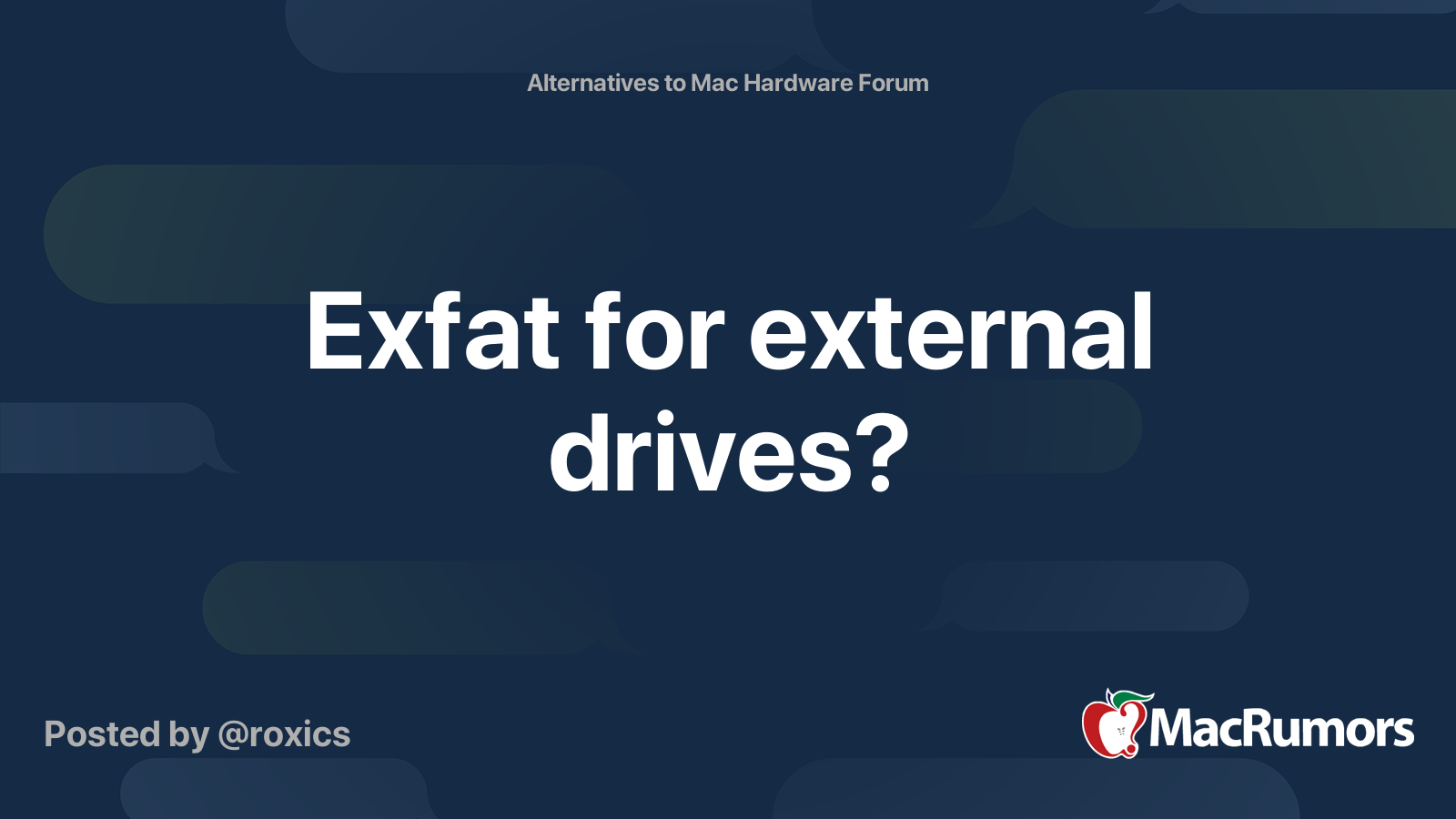 Exfat for external drives? | MacRumors Forums