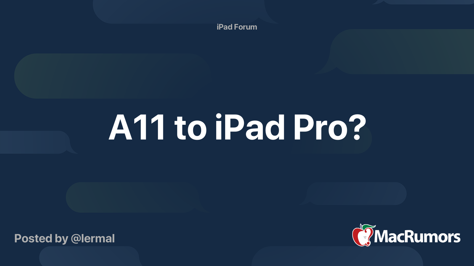 A11 to iPad Pro? | MacRumors Forums
