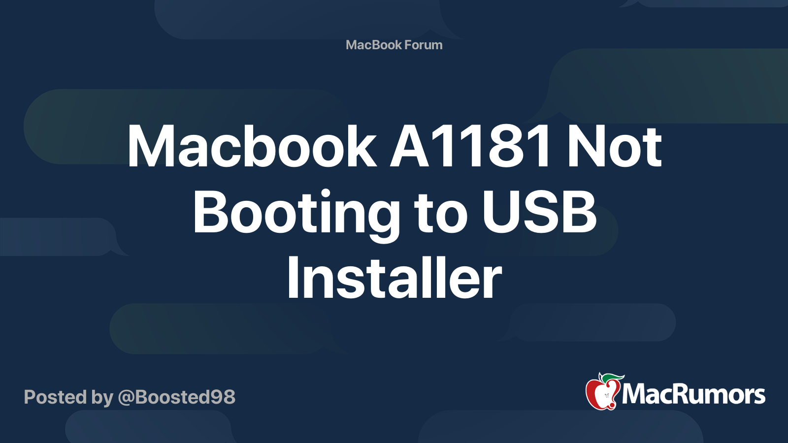 Macbook A1181 Not Booting to USB Installer | MacRumors Forums