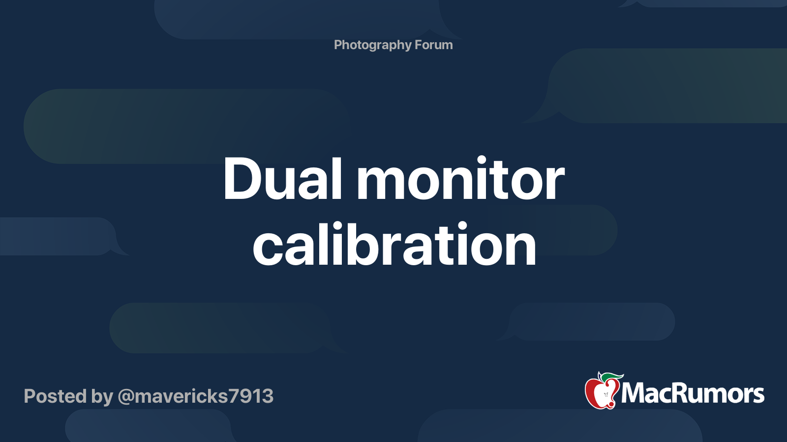 Dual monitor calibration | MacRumors Forums