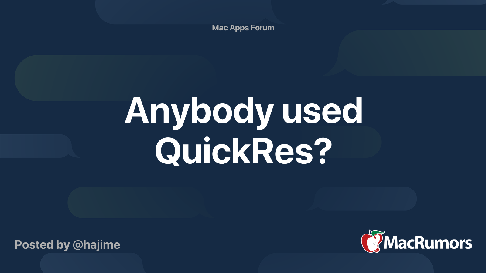Anybody used QuickRes? | MacRumors Forums