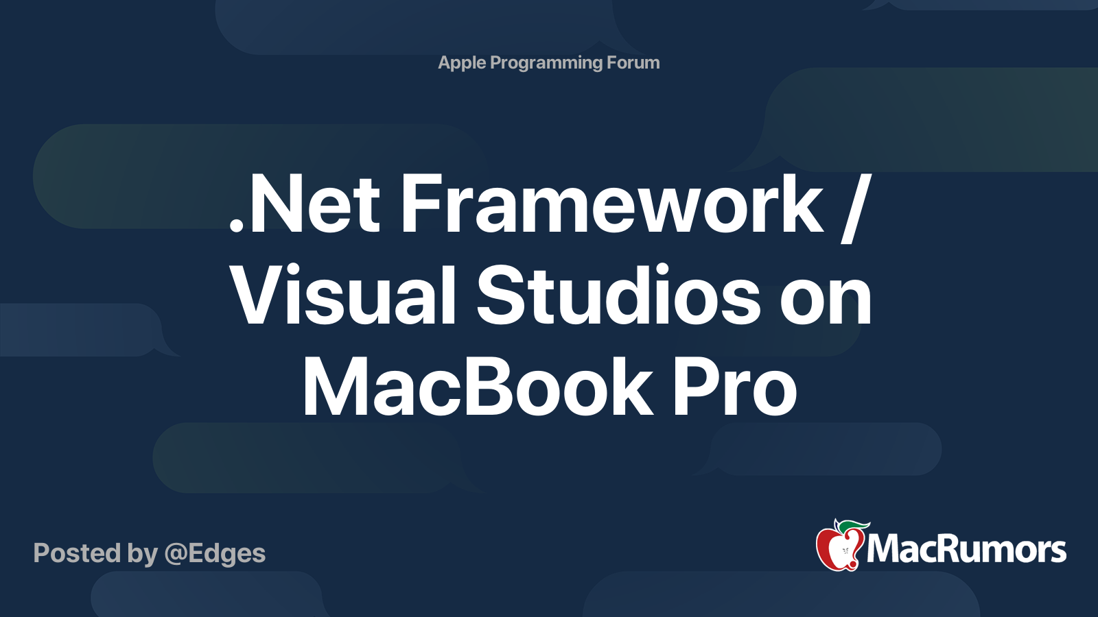.Net Framework / Visual Studios on MacBook Pro | MacRumors Forums