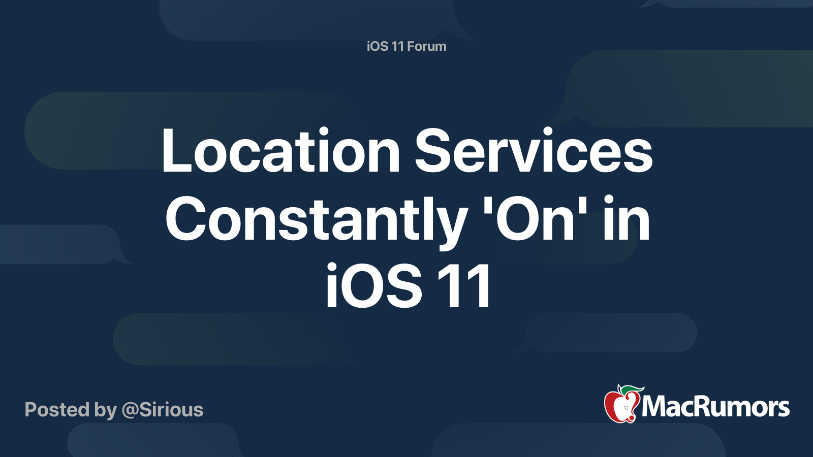 Location Services Constantly 'On' in iOS 11 | MacRumors Forums