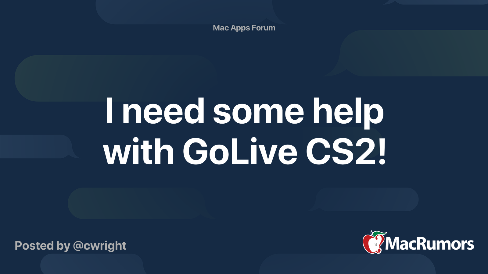 I need some help with GoLive CS2! | MacRumors Forums