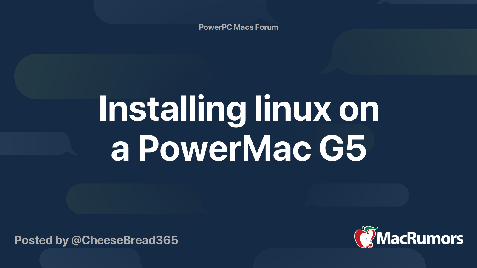 Installing linux on a PowerMac G5 | MacRumors Forums