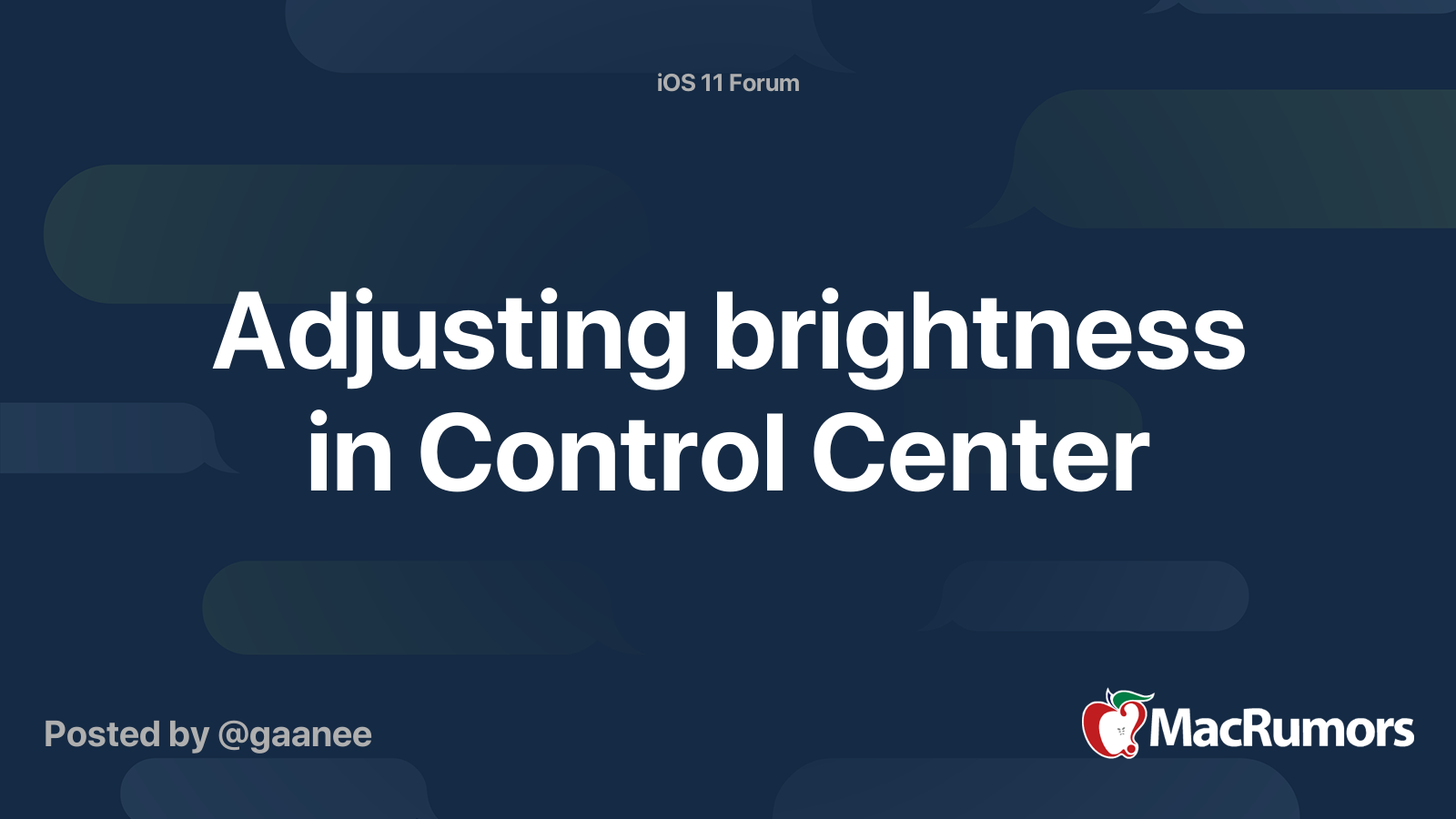 Adjusting brightness in Control Center | MacRumors Forums