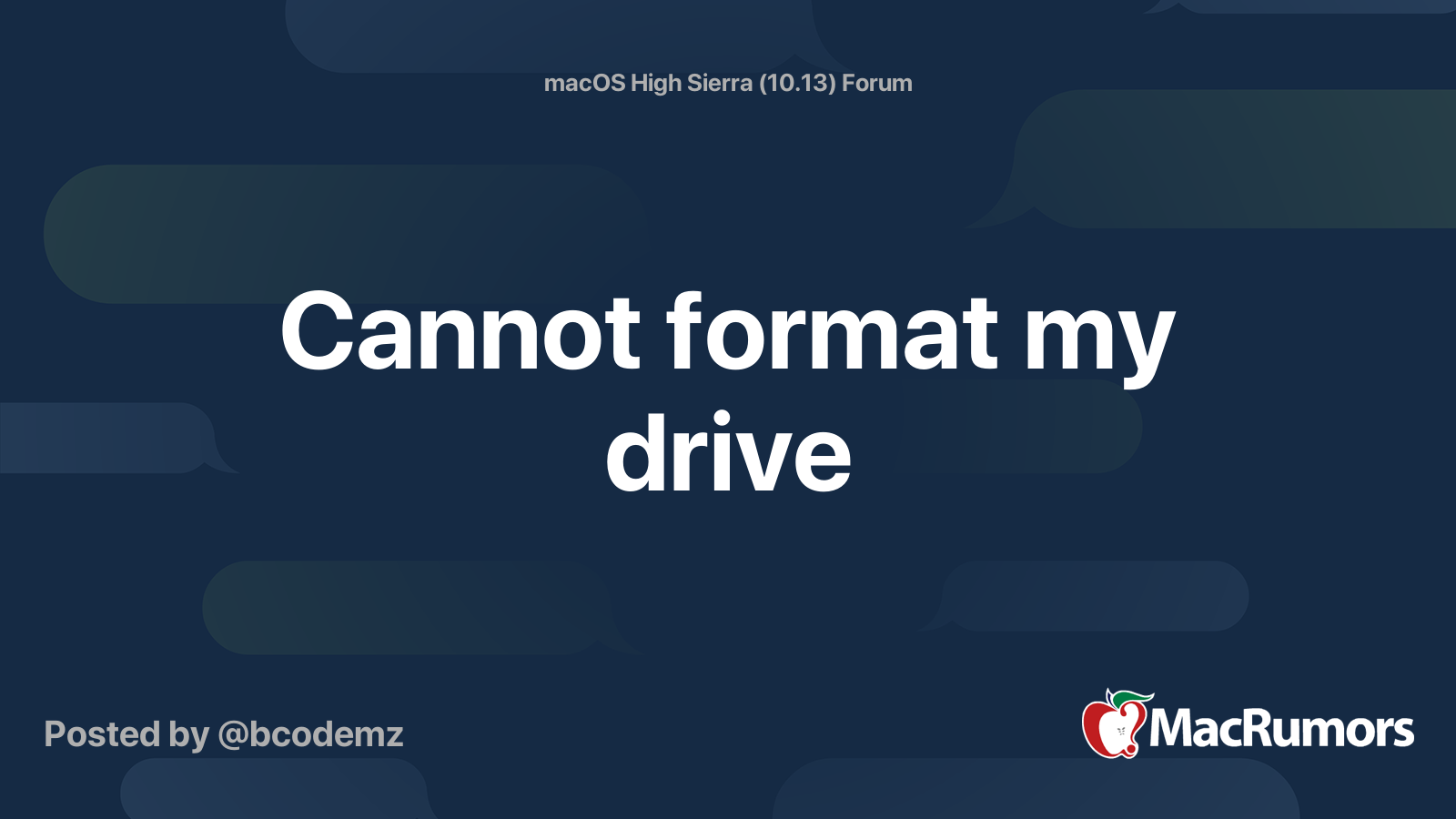 Cannot format my drive | MacRumors Forums