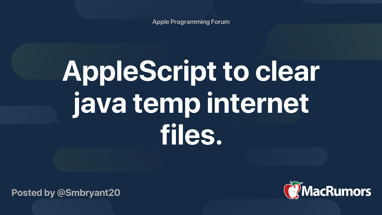 AppleScript to clear java temp internet files. | MacRumors Forums