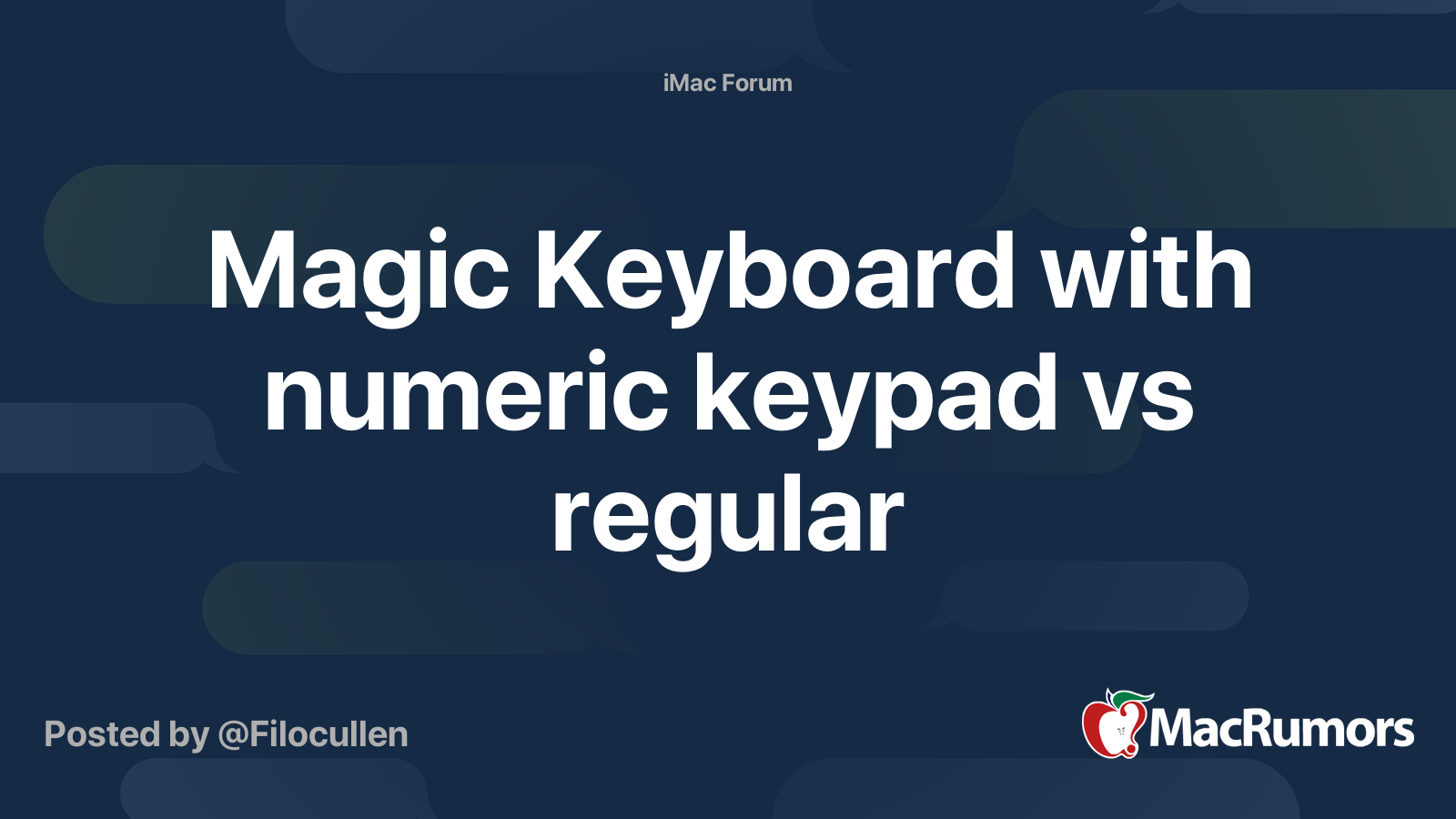 Magic Keyboard with numeric keypad vs regular | MacRumors Forums