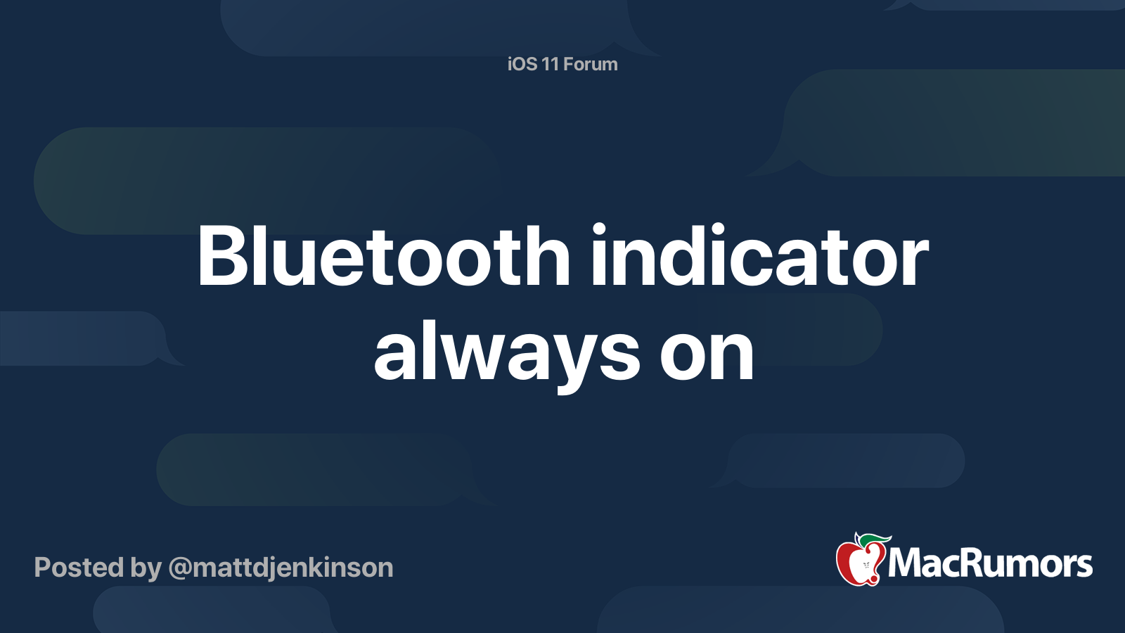 Bluetooth indicator always on | MacRumors Forums
