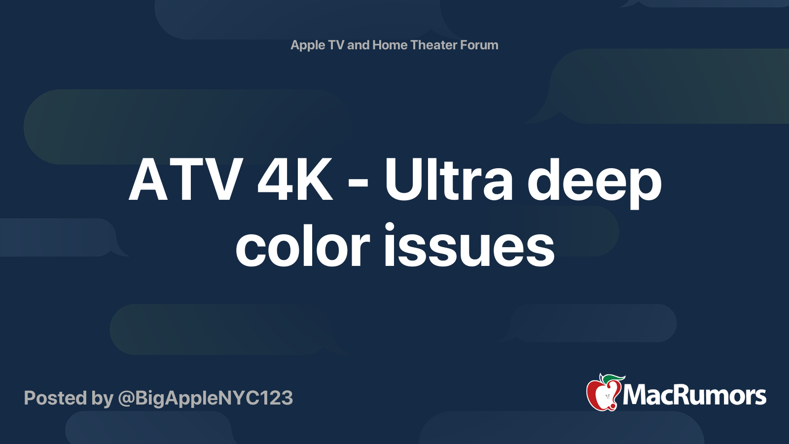 ATV 4K - Ultra deep color issues | MacRumors Forums