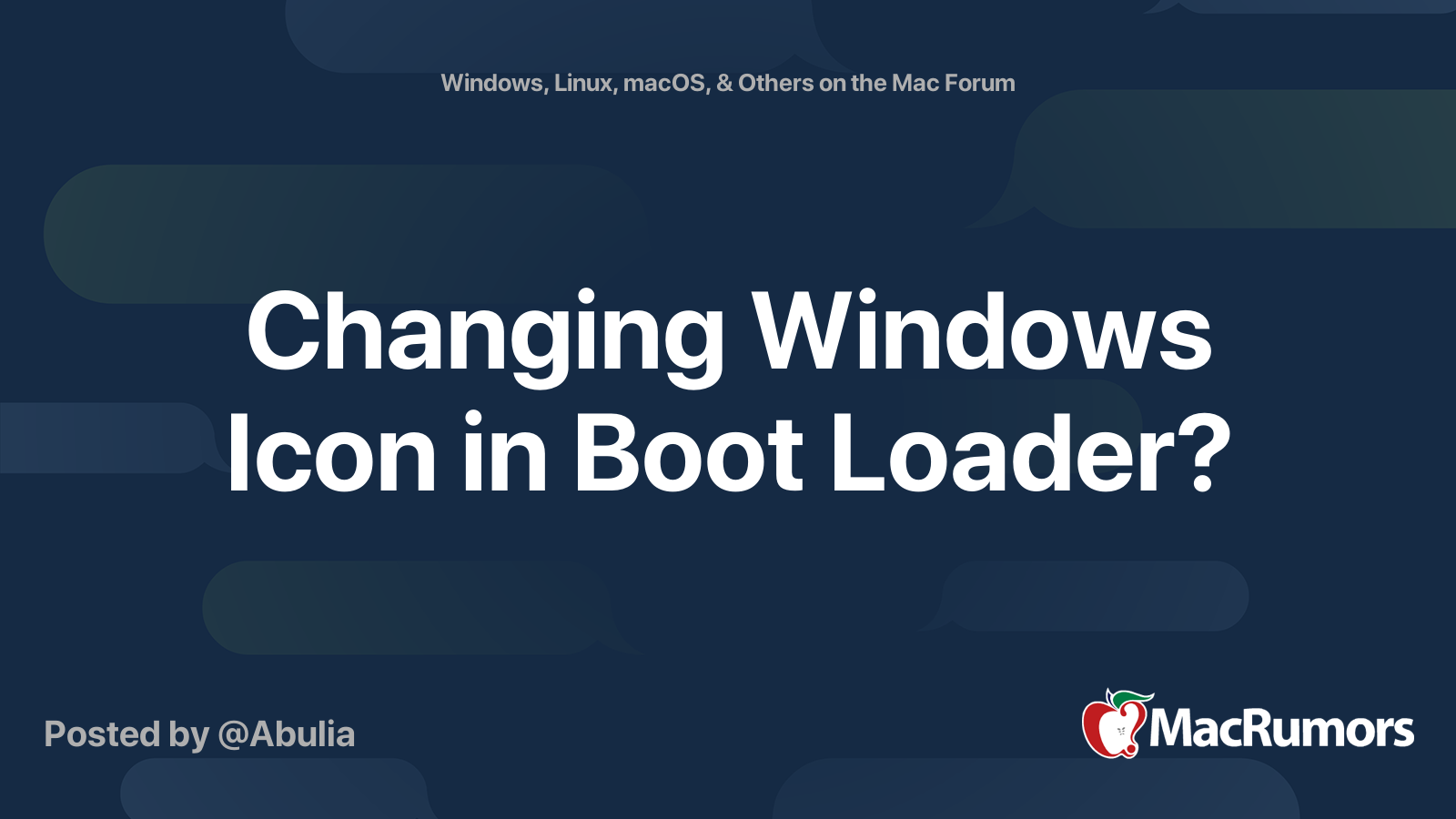Changing Windows Icon in Boot Loader? | MacRumors Forums