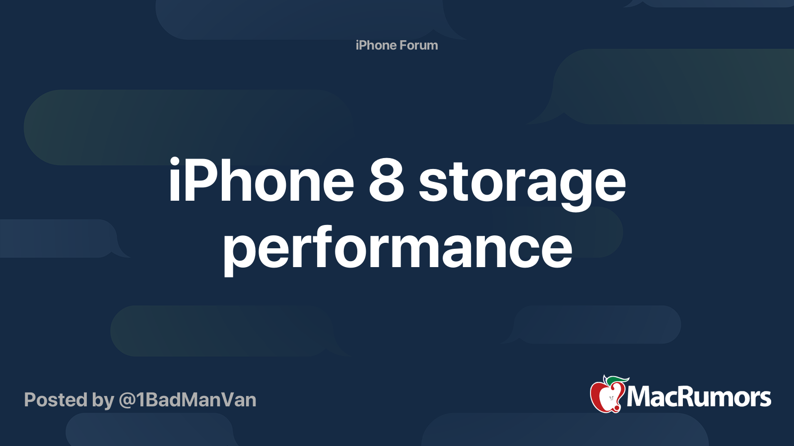 iPhone 8 storage performance | MacRumors Forums